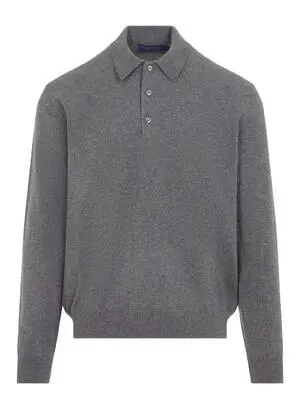 Ralph Lauren Purple Label Cashmere Polo Sweater - Grey