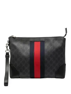 Gucci Gg Supreme Web Clutch Bag - Black