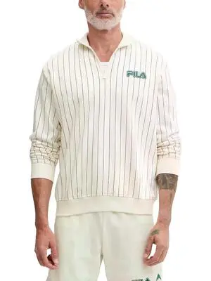 FILA Pinstripe Quarter-zip Long-sleeve Polo Top - White