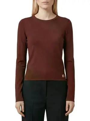 Saint Laurent Saint Laurent Cassandre Long-Sleeve Top Brown
