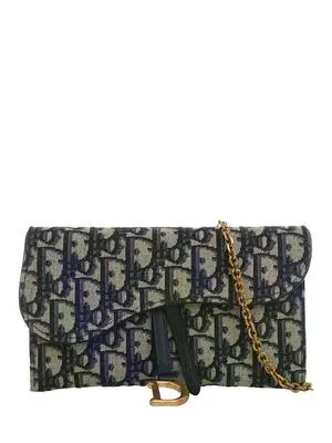 Dior Oblique Canvas Saddle Wallet On Chain Crossbody Bag - Blue