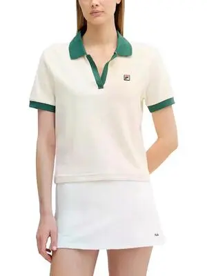 FILA Fila Belfort Terry Cloth V-Neck T-Shirt With Logo Patch