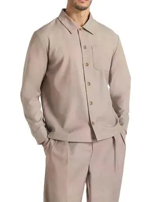 Manière De Voir Valentin In Taupe Classic Tailored Long Sleeve Shirt - Neutrals