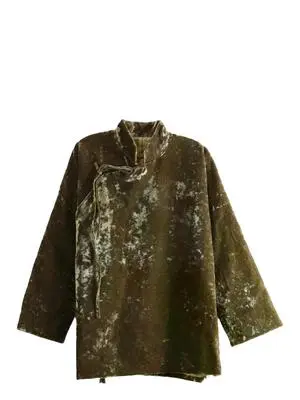 UMA WANG Crushed-velvet Tie-fastening Jacket - Green