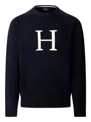 HACKETT LONDON Merino Wool Logo Sweater - Blue