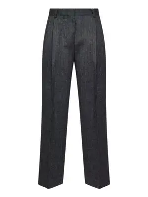 TOTEME Pleated Herringbone-pattern Trousers - Grey
