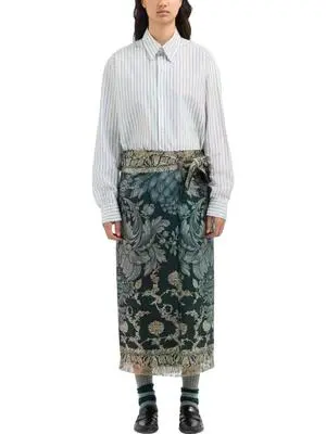 PIERRE-LOUIS MASCIA Aloe Floral-tapestry Wrap Midi Skirt - Blue