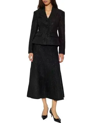 SELF-PORTRAIT Self-Portrait Metallic-Effect Bouclé Midi Dress