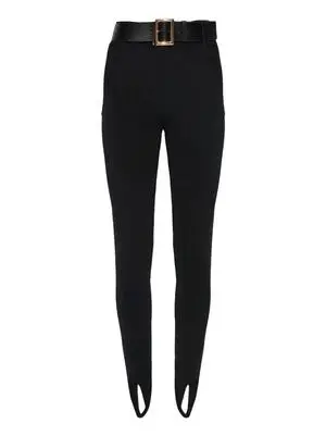 SELF-PORTRAIT Belted Stirrup Leggings - Black