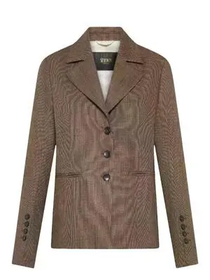 Seventy Checked Notched Lapel Blazer - Brown