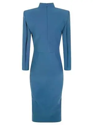 Chiara Boni La Petite Robe Wrap-style Ruched High Neck Dress - Blue