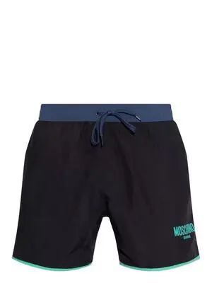 Moschino Print Contrast-trim Swim Shorts - Black