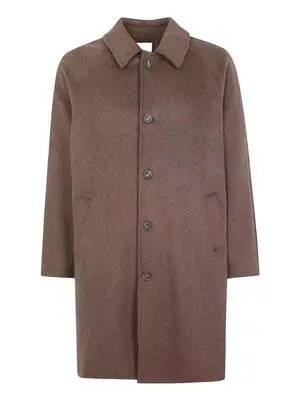 WOC Single-breasted Raglan-sleeve Coat - Brown