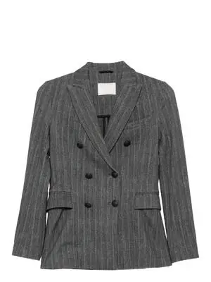 CIRCOLO 1901 Double-breasted Pinstripe Blazer - Grey