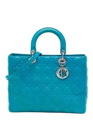 Dior Christian Dior Lambskin Cannage Lady Dior Satchel Blue