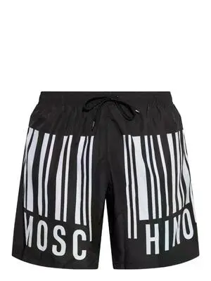 Moschino Barcode Logo Print Swim Shorts - Black