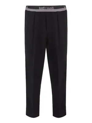 Just Cavalli Logo Waistband Pleated Trousers - Black