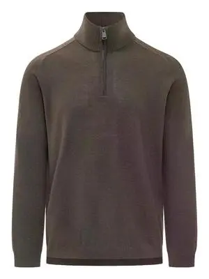 Premiata Quarter-zip Wool Sweater - Brown