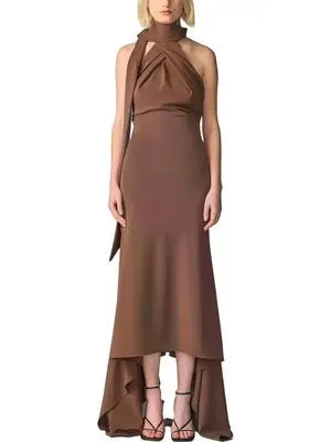 Monse Asymmetrical Midi Dress With Twist-front Detail - Brown