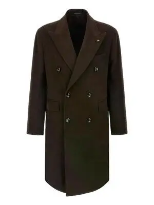 Tagliatore Double-breasted Peak Lapel Coat - Brown