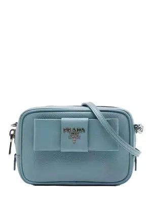 Prada Saffiano Fiocco Bow Camera Bag - Blue
