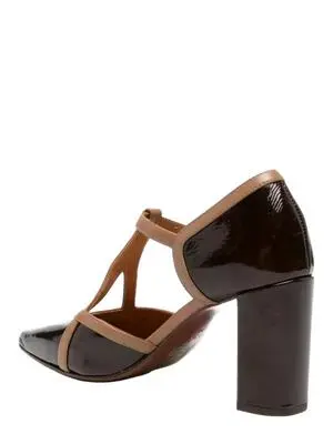 Chie Mihara Aware T-bar Patent Leather Heeled Pumps - Brown