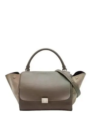 Celine Medium Calfskin And Suede Trapeze Satchel - Brown
