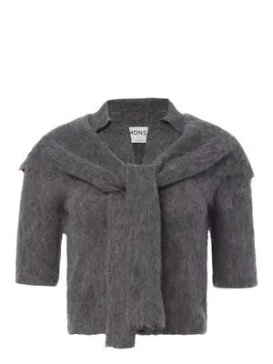 MONSE Monse Cropped Sweater With Scarf Detail