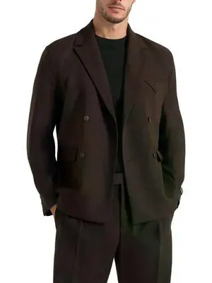 Manière De Voir Didier In Double Breasted Tailored Wool-blend Suit Blazer - Brown