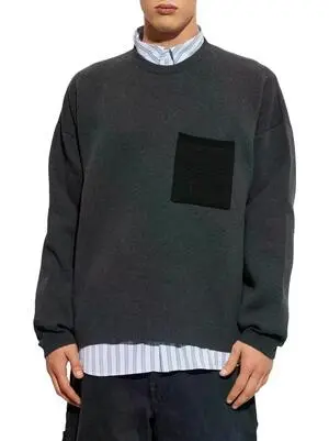 Loewe LOEWE Anagram-Patch Cotton Crew Neck Sweater Grey
