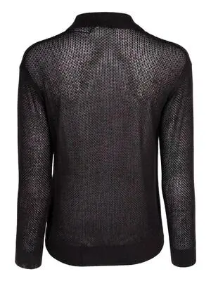 L'Agence Carine Pointelle Knit Polo Top - Brown