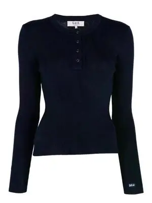 SEA Sea Jane Ribbed-Knit Henley Sweater