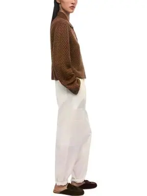 12 STOREEZ Crochet-knit Button-up Cardigan - Brown
