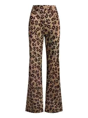 12 STOREEZ 12 STOREEZ Beige Floral Print Flared Trousers
