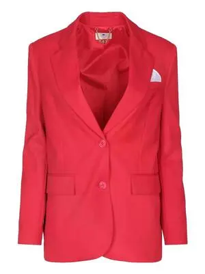 Elisabetta Franchi Single-breasted Blazer With Notched Lapels - Red