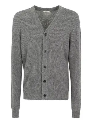NUUR Ribbed Knit Wool Cardigan - Grey