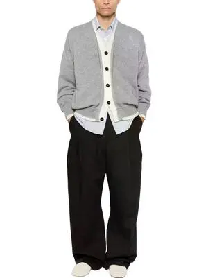 AMARANTO Contrast-trim Button-up Cardigan - Grey