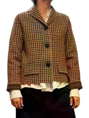 LEBOR GABALA Lebor Gabala Houndstooth Pattern Notched Lapel Blazer