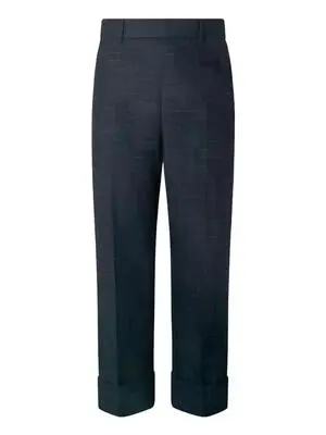 Thom Browne Windowpane Check Cropped Trousers - Blue