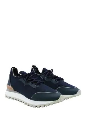 Eleventy Panelled Knit Sneakers - Blue