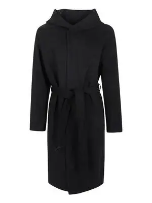 Rick Owens Hooded Belted Coat - Black