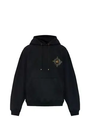 Versace Embellished Cotton-jersey Hoodie - Black