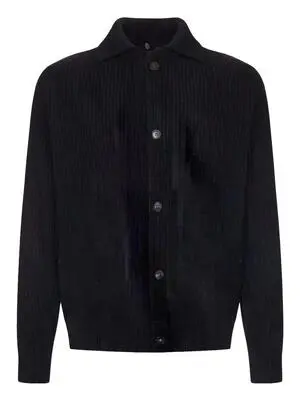 ZANONE Ribbed Knit Wool Jacket - Black