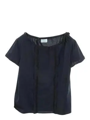 PRADA Prada Frill Trim Boat Neck T-Shirt