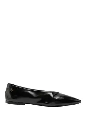 SAINT LAURENT Saint Laurent Black Leather Pointed Toe Ballet Flats