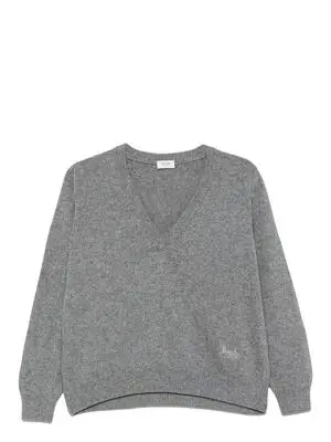 Celine Cashmere V-neck Sweater - Grey