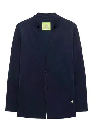 Shanghai Tang Silk-knit Mandarin-collar Blazer - Blue