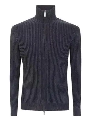 RRD Ribbed-knit Zip-up Sweater - Blue
