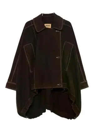 UMA WANG Oversized Contrast-stitch Jacket - Brown