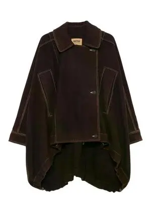 UMA WANG Oversized Contrast-stitch Jacket - Brown